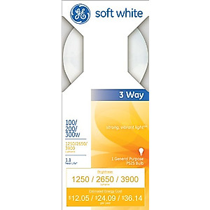 GE Lighting 41459-6 Soft White 3-Way Mogul Base Bulb, 100/200/300-Watt 6-Pack