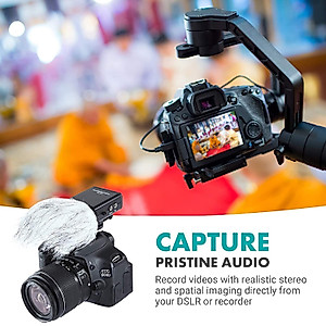 Movo/Sevenoak Camera Stereo Camera Microphone - Condenser Video Mic with 90°-120° Adjustable Directional Mic Capsules - Compatible with Sony, Nikon, and Canon DSLR Cameras