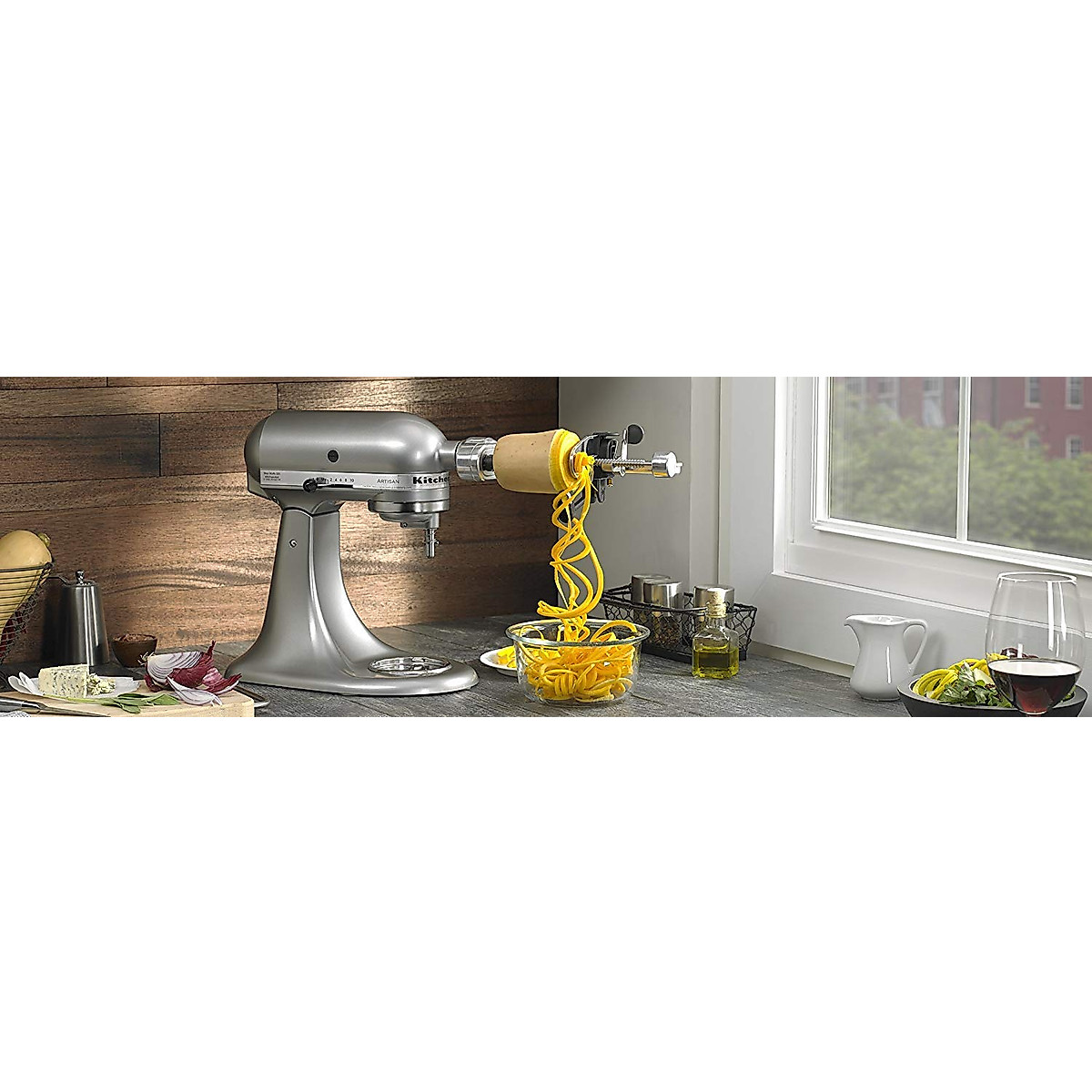 KitchenAid DRTVICE6 Combo Package Spiralizer KSM1APC Flex Edge Beater KFE5T Stand Mixer Attachment Recipe Book