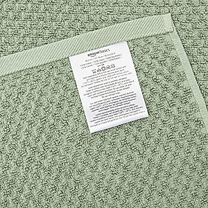 Amazon Basics Odor Resistant Textured Bath Towel Set - 6-Pieces, Cotton, Green