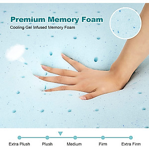 iHomy 3 Inch Memory Foam Mattress Topper Cooling Gel Infused Full Mattress Toppers with Removable Breathable Cover (Full, 3 Inch)