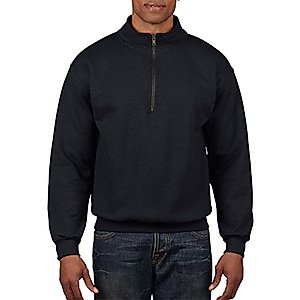 Gildan Adult Fleece Quarter-Zip Cadet Collar Sweatshirt, Style G18800, Black, Large