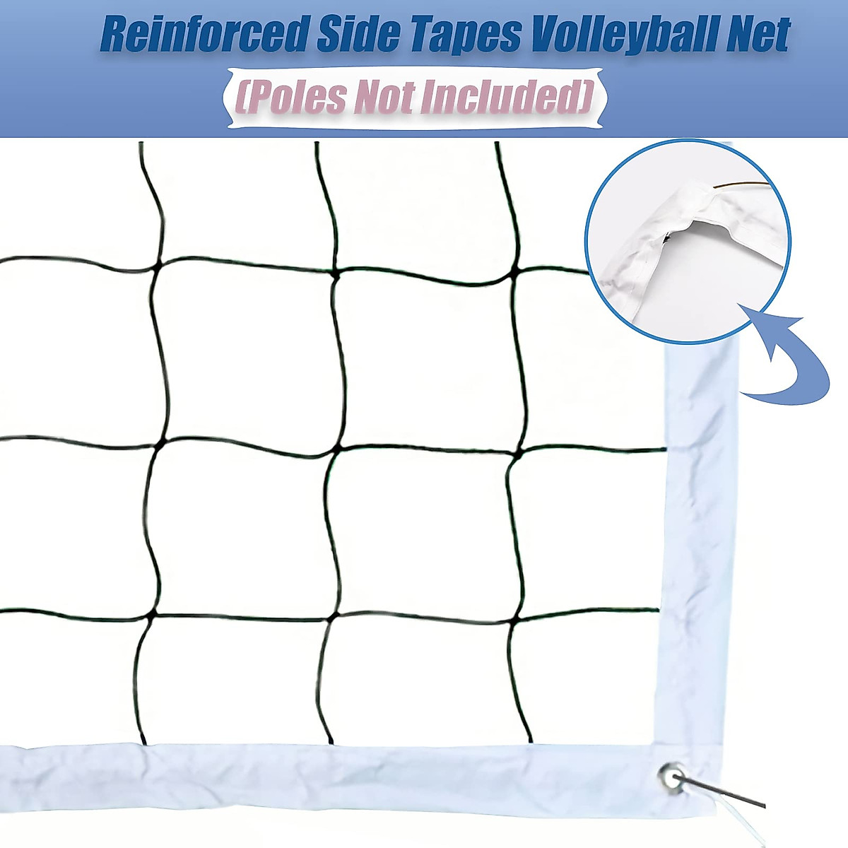Volleyball Net Outdoor, Heavy Duty Volleyball Net for Backyard, 32 x 3 FT Professional Net with Reinforced Side Tapes for Ground Pool Sports, Portable Replacement Net for Beach (Poles Not Included)