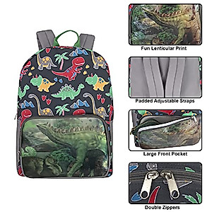Trail maker Picture Changing Lenticular Dinosaur Backpack for Boys – Elementary and Middle School Hologram Backpack (Dinos 3) Large