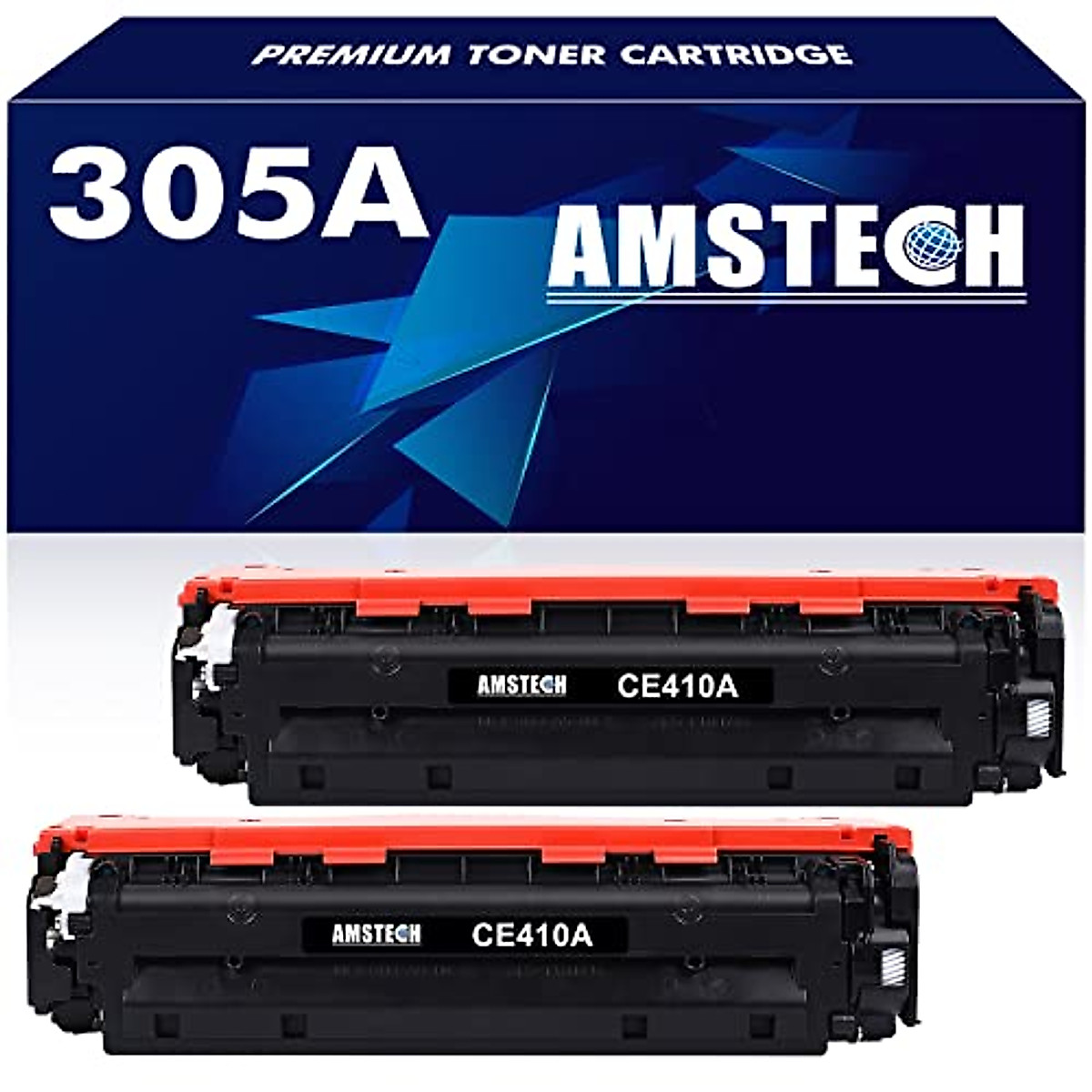 305A Toner Cartridge 2-Pack Compatible Replacement for HP 305A CE410A for HP Laserjet pro 400 Color MFP M451dn M451nw M475dn M476nw M476dn M476dw Printer Ink Black