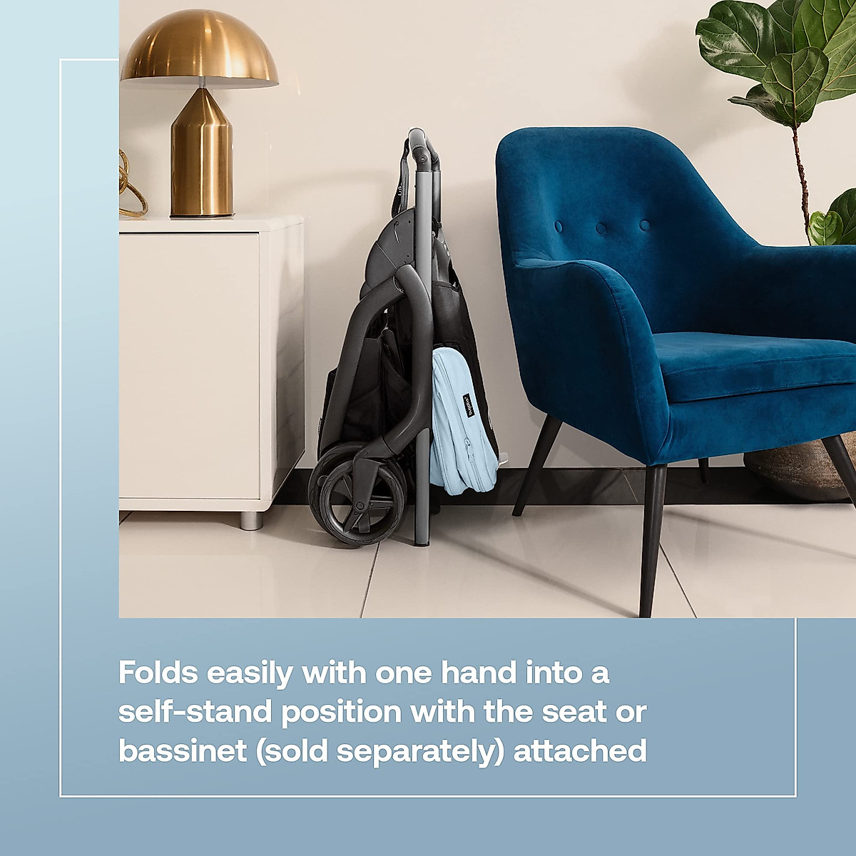 Bugaboo Dragonfly City Stroller, Lightweight Compact Baby Stroller with One Hand Easy Fold in any Position, Full Suspension, XL Underseat Basket, Graphite Chassis and Grey Melange Sun Canopy