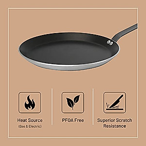De Buyer CHOC Nonstick Crepe & Tortilla Pan - 10.25” - Ideal for Making & Reheating Crepes, Tortillas & Pancakes - 5-Layer PTFE Coating - Made in France