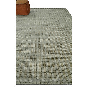 Artisan's Arc Checkered Scandinavian Hand Made Blended Wool Flatwoven Area Rug, Camel, Beige and Gray, 8x10 | KE16810