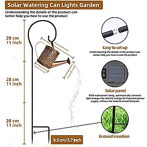 Light Solar Powered Watering Can with LED Light Solar Fairy Lights with Outdoor String Lights Hanging Solar Lantern Garden Decor Outdoor Lanterns Gifts Waterproof for Garden Patio Yard Pathway Walkway