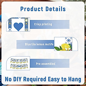 Blue Tiles Lemons Bridal Shower Decorations - Bride to Be Banner, Mediterranean Bridal Shower Bunting Banner, Italy Amalfi Coast Bridal Shower Banner