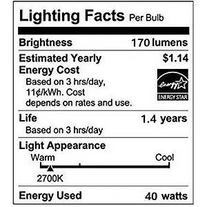 SCOMX 40W B11 Equivalent Energy Incandescent Torpedo Tip Chandelier with Crystal Clear Incandescent Light Bulbs Tip Light Bulb and Medium E26 Candelabra Base 10-Pack