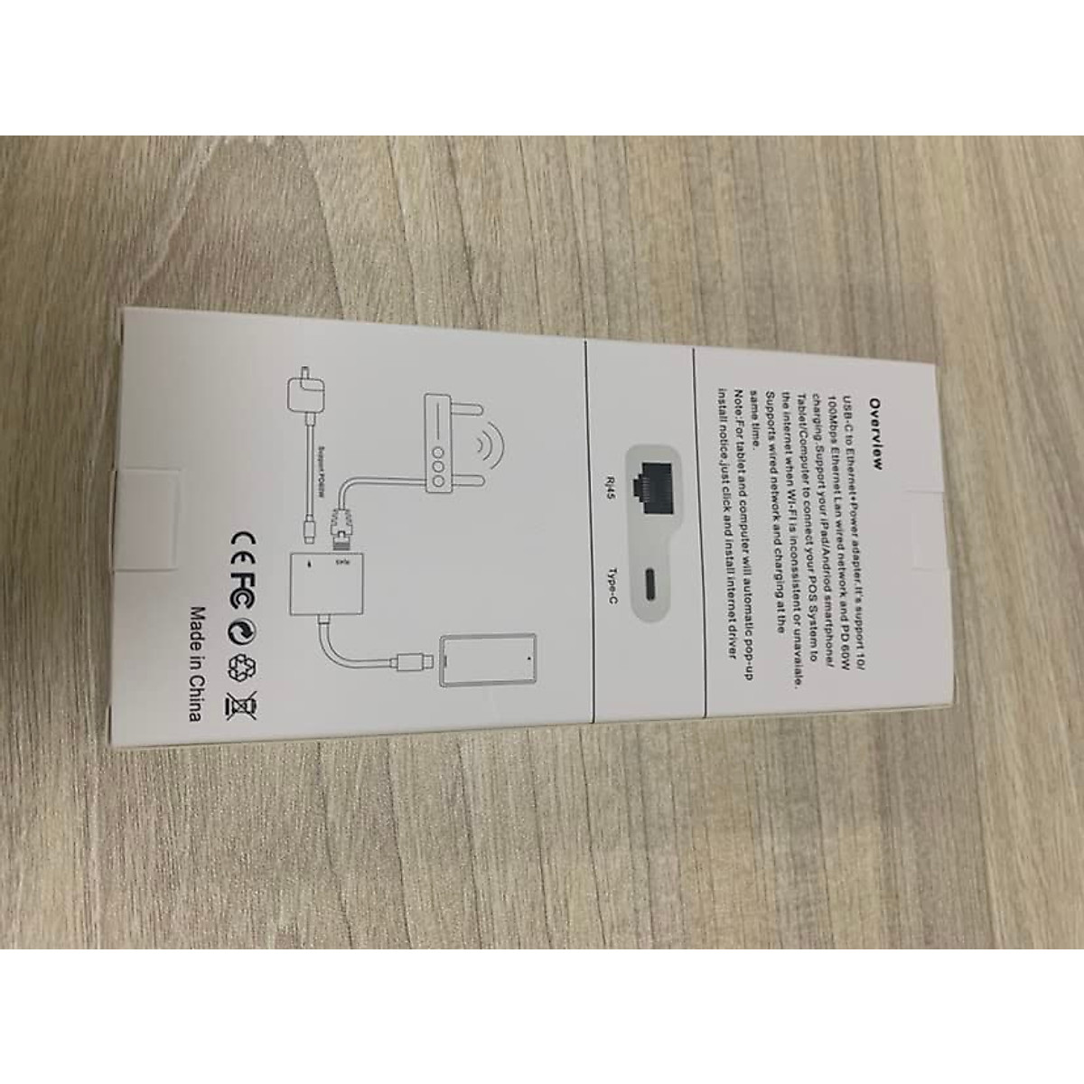 USB C to Ethernet Adapter, UWECAN 2 in 1 USB C to RJ45 Adapter with 60W PD Type-C Charge Port Supports 10/100Mbps Ethernet Network, Compatible for iPhone 15/16/Android/i-Pad Pro/Mac/Galaxy