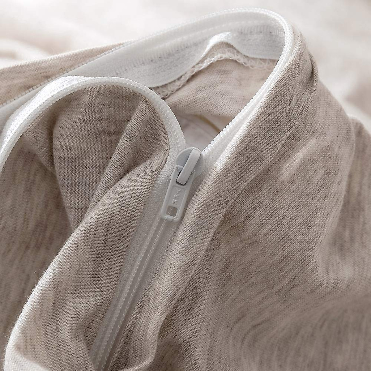 DONEUS Jersey Knit Duvet Cover Set 100% T-Shirt Cotton Super Soft Breathable Comfy Natural Bedding Set 3 Piece with Zipper Closure, Solid Beige King 104x90 Inches