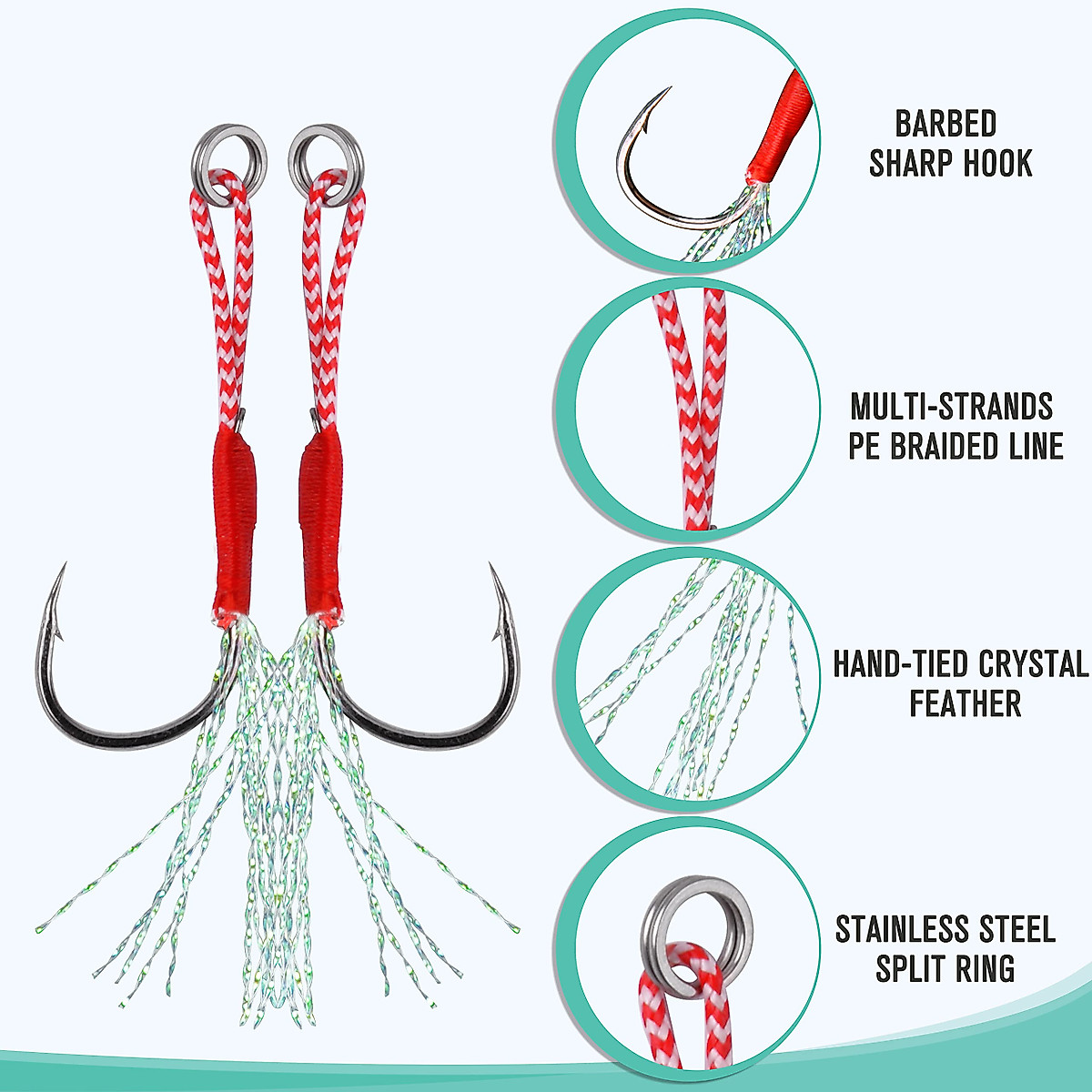 Assist Hooks Saltwater for Jigging,35pcs Micro Jigging Assist Hooks Slow Pitch Jigs Single Assist Fishing Hooks Dancing Stinger Jigging Hooks for Vertical Jigging Lures