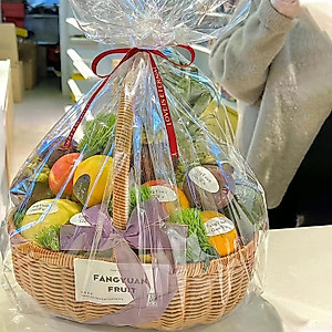 WIKDAY Clear Gift Bags 10 PCS 24x30 Inches Large Cellophane Wrap for Gift Baskets Wrapping Plastic with Ties for Gift Giving, Packaging Products