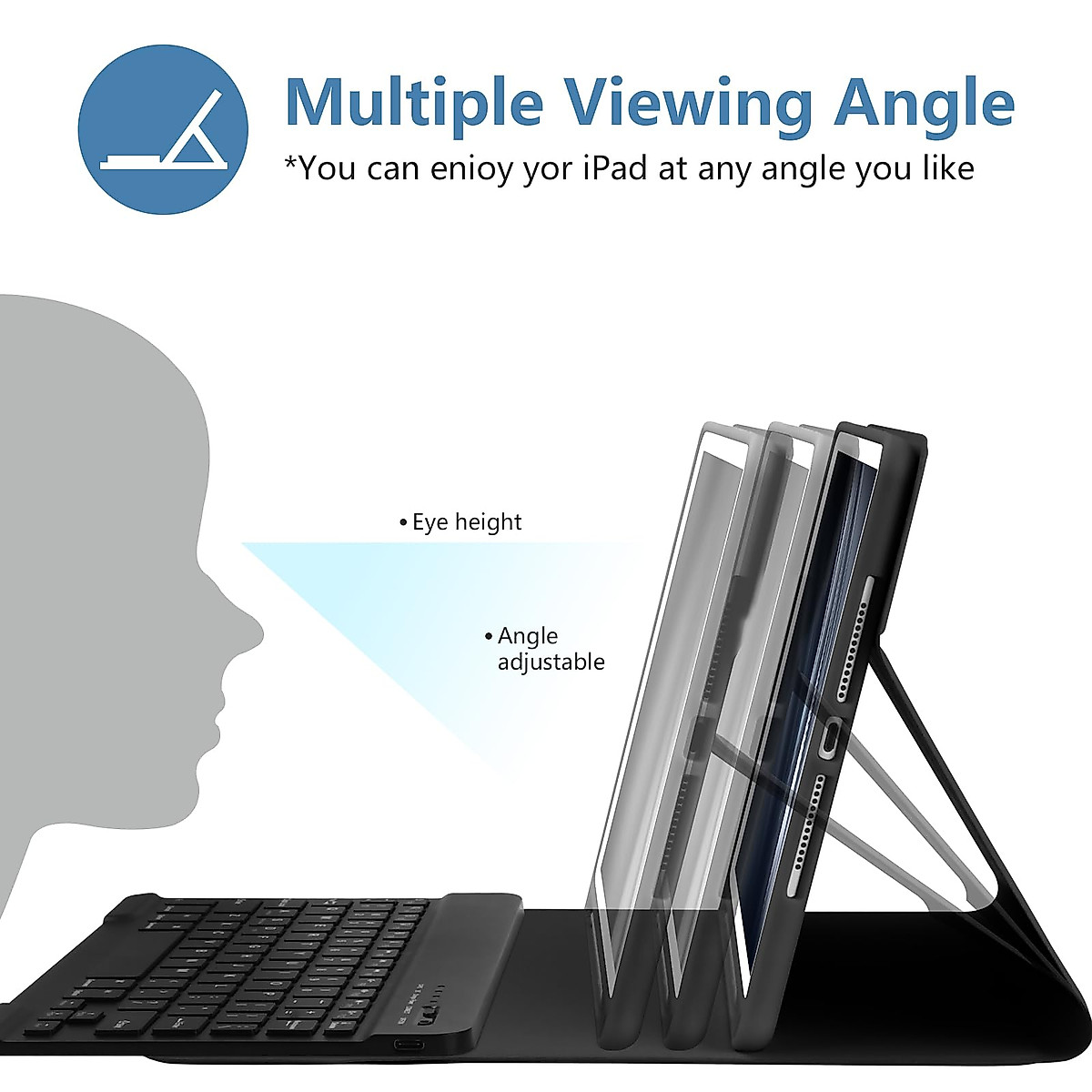 Keyboard Case for iPad 10.2" 9th Generation 2021/ 8th Gen 2020 Case for iPad 10.2 7th 2019, Wireless Bluetooth Keyboard for iPad Air 3 (3rd Gen)/iPad Pro 10.5"/iPad 10.2” Case with Pencil Holder