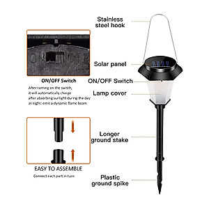 AveyLum Solar Flame Torch Light Outdoor Solar Flickering Dancing Flame Torch Lights Security Lights Landscape Lighting for Garden, PatioYard, Pathway Decoration(4 Pack)