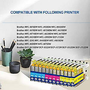 Wolfgray LC103 XL Compatible Replacement for Brother LC103XL LC103 Ink Cartridges for Brother MFC J870DW J450DW J470DW J650DW J6720DW J4410DW J4510DW J4710DW J4310DW J285DW 475DW (12 Color, 4C+4M+4Y)