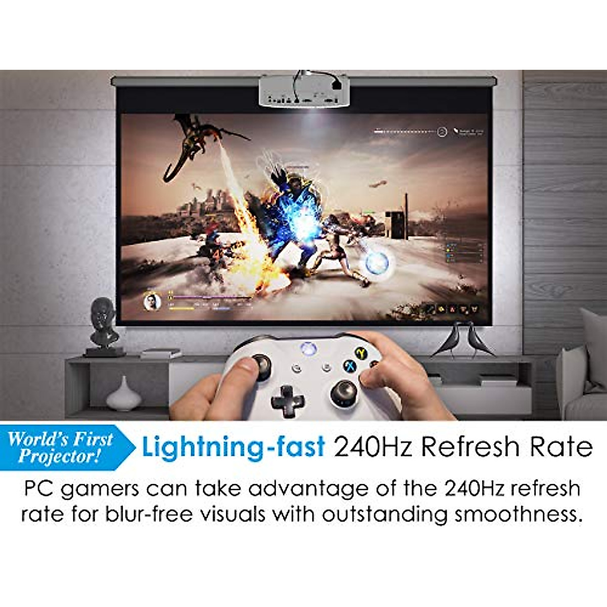 Optoma UHD50X True 4K UHD Projector for Movies & Gaming | 240Hz Refresh Rate | Lowest Input Lag on 4K Projector | Enhanced Gaming Mode 16ms Response Time | HDR10 & HLG Compatibility | 3400 lumens