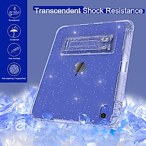 Rantice iPad 10th Generation Case with Screen Protector, Pencil Holder & Kickstand - Slim, Glittery, and Shockproof Bumper for Women and Girls, Clear Glitter