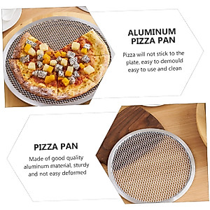 Mobestech Round Grill Pan Non- Sticky Pizza Nonstick Bakeware Pizza Wire Mesh Rack Pizza Bakeware Pizza Mesh Screen Round Baking Pan Pizza Baking Plate Aluminum With Hole Cookie Plate