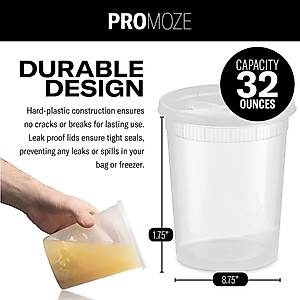 Plastic Deli Food Storage Containers With Leak-Proof Lids (24 Pack, 32 Oz) | Microwaveable Airtight Container For Soups, Snacks, Meal Prep, Salad, Ice Cream | BPA-Free Kitchen & Restaurant Supplies