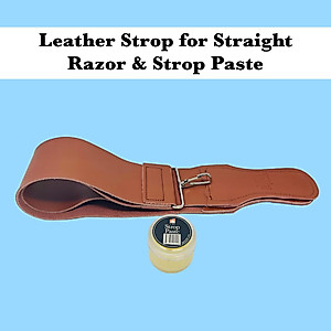 G.B.S Stylish Shaving Set - Shave Ready Straight Razor, Honing Sharpening Strop, Straight Razor Leather Case, Ceramic Mug Brush with Stand, Alum, Shaving Soap & Strop Paste, Ivory