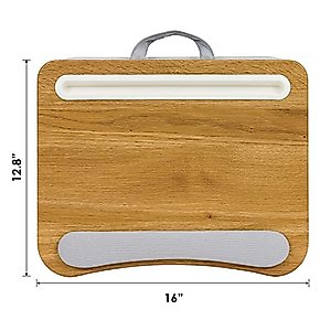 LAPGEAR Memory Foam Lap Desk with Wrist Rest and Media Slot - Medium - Oak Woodgrain - Fits up to 15.6 Inch Laptops and Most Tablet Devices - Style No. 91339