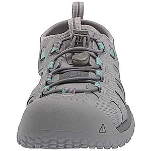 KEEN Womens SOLR High Performance Sport Closed-Toe Water Sandal Shoe, Light Gray/Ocean Wave , 10