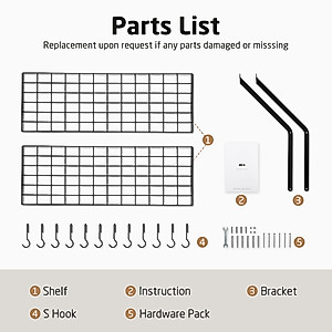 KES 30-Inch Pot Rack 2 Tier Pan Rack for Kitchen Wall Mounted Pot Organizer with 12 S-Hooks Heavy-Duty Matte Black, KUR218S75B-BK