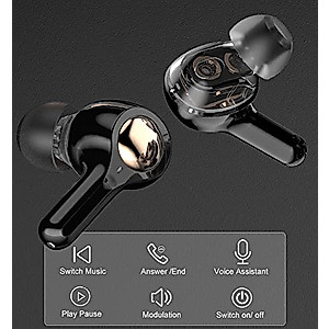 Bluetoth Headphones 4 Dynamic Drivers Wireless Earbuds 40Hrs Playtime with LED Display Charging Case Touch Control in-Ear Earphones with Mic Premium Deep Bass Headset for Sport Black