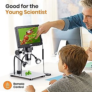 MOYSUWE MDM9 7" LCD Digital Microscope 1200X [Full Field of View] Extended Coin Microscope with 12MP Camera Sensor, 1080P HD USB Soldering Microscope with 10 LED Lights, Windows/Mac OS Compatible