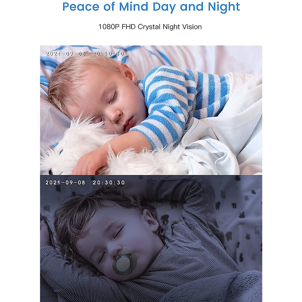 LAXIHUB M1 Security Baby Monitor (2-Pack) with Camera and Audio, 1080P Full HD, Motion & Sound Detection, Night Vision, 2.4G WiFi Camera Compatible with Alexa and Google Assistant…