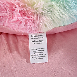 WINLIFE Faux Fur Comforter Set Twin Size for Girls Bedding Plush Shaggy Comforter Sets Gradient Ombre Tie Dye Bed Set Fuzzy Furry Long Hair Fluffy Comforter (3Pcs, Twin, Rainbow)