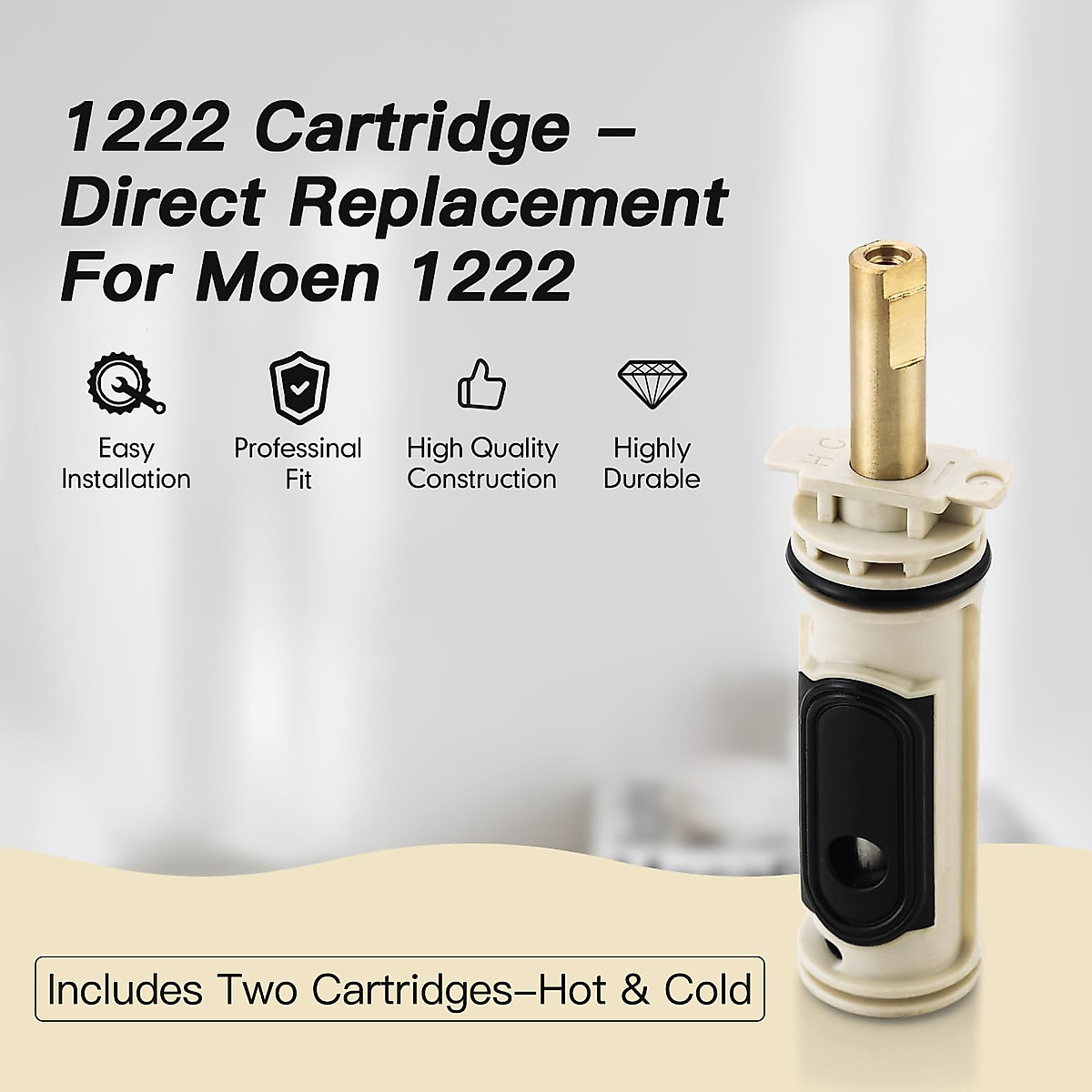 1222 Replacement Cartridge Kit for Moen One-Handle Posi Temp Faucets,Replacement Compatible with Moen Tub Shower，Durable Brass & Plastic(Silicone Oil Included,Retainer Clip,Installation Instructions)