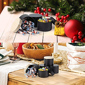 Upgraded 24 Pack Candle Tins 8 oz with Lids, Bulk Empty Candle Jars for Making Candles, Premium Metal Candle Containers, Round Candle Vessels Kit for Adults DIY Candle Making (Black and Wood Grain)