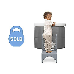 Delta Children Little Jon-EE Adjustable Potty Seat and Step Stool, White/Grey