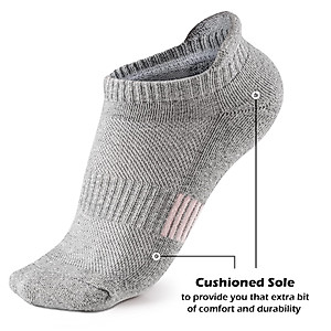 Gonii Ankle Socks Womens Running Athletic No Show Socks Cushioned 5-Pairs Grey
