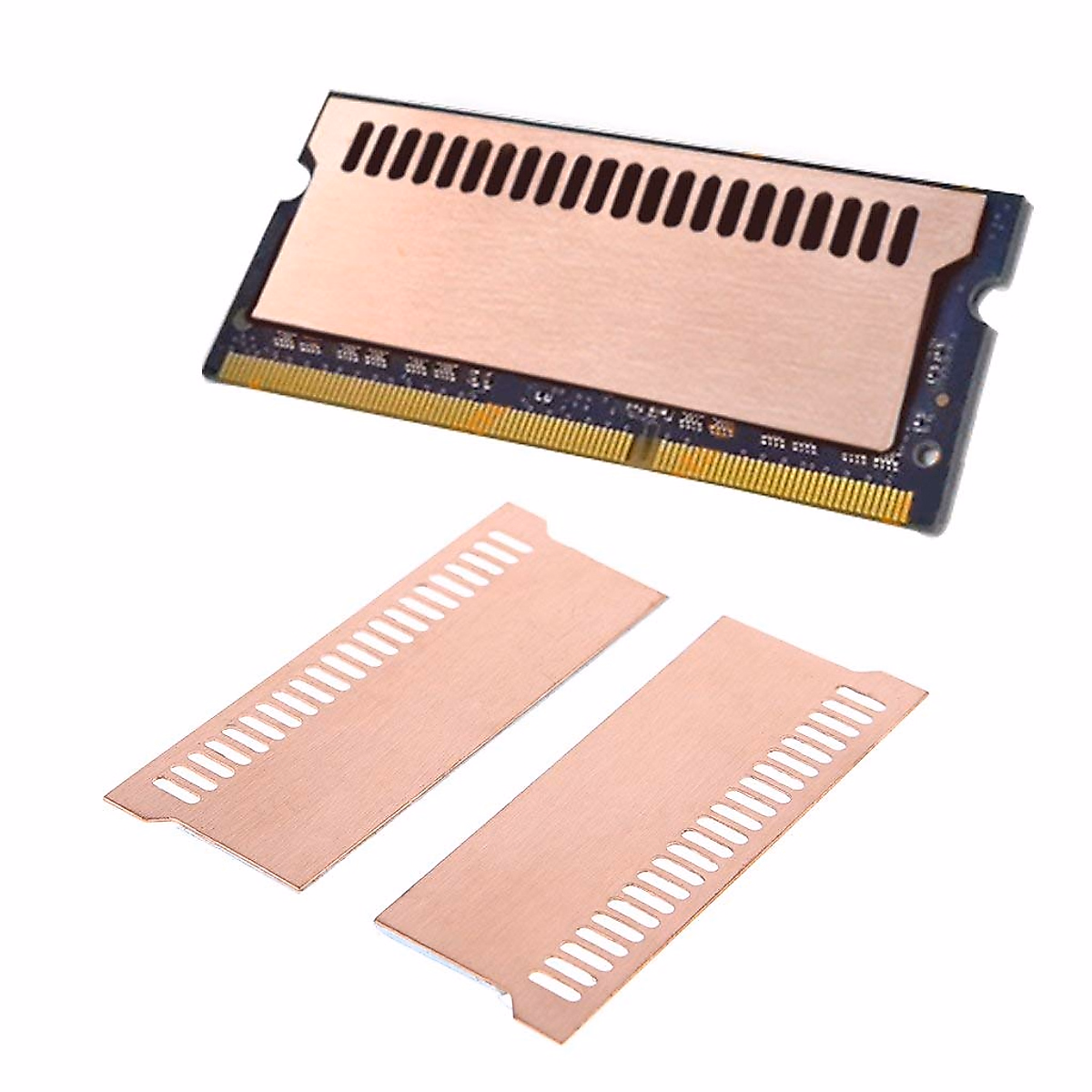 Easycargo Laptop Memory Heatsink Kit, Copper Heat Sink + Pre-Applied Thermal Conductive Adhesive Tape, Cooler Heatsink Pad for Cooling Laptop Notebook Memory RAM DDR5 DDR4 DDR3 SODIMM