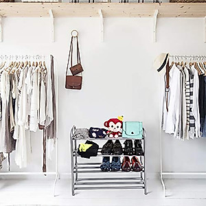 GEMITTO Shoe Rack Organizer for Closet Entryway, 4 Tiers Adjustable Heavy Duty Metal Shoe Storage Shelf, Large Enough for 20+ Pairs of Shoes (23.6"~41.7"x8.9"x24.2")(Silver)