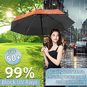 Trenovo Travel Mini Folding Compact Umbrella With Case - 8 Ribs Lightweight Portable for Sun & Rain, Small Pocket for Girls and Women - Orange