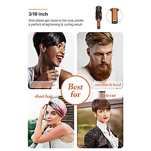 Terviiix Small Flat Iron for Short Hair, Temperature Adjustable Pencil Flat Iron Fast Heat Up, 3/10 Inch Beard Straightening Iron Dual Voltage with Tourmaline Ceramic Plates, Auto Shut Off