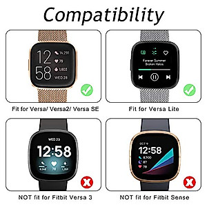 Meliya Metal Bands for Fitbit Versa 2 & Fitbit Versa & Versa Lite & Versa SE Bands, Stainless Steel Magnetic Lock Replacement Wristbands for Women Men Small Large (Small, Rose Gold)