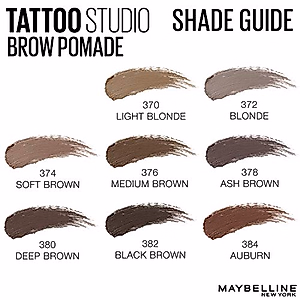 Maybelline TattooStudio Brow Pomade Long Lasting, Buildable, Eyebrow Makeup, Black Brown, 1 Count