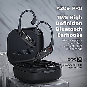 KZ AZ09 PRO Bluetooth 5.2 Module IEM Bluetooth Adapter Waterproof Ear Hook Extra Long Battery Life Bluetooth Cable for ​KZ ZS10 PRO/ZSN Pro X/ZSN PRO/ZEX PRO/AS16/ZAX/DQ6 /CCA CA16 /C12/CRA(C pin)