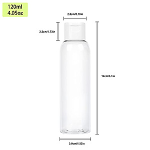 Trendbox 120ml/4oz Clear Plastic Empty Bottles with Flip Cap BPA-Free Travel Containers for Shampoo, Lotions, Liquid Body Soap and Massage Oils - 48 Pack