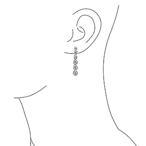 Elegant Bridal Sterling Silver AAA CZ Linear Drop Earrings With Geometric Bubble Design For Women Wedding, Prom Cubic Zirconia In A Bezel Set Round Shape.