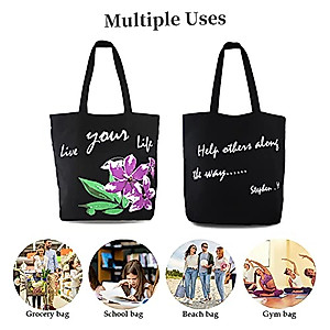 MEL JUN Canvas Tote Bag, Large Beach Tote Women Travel Bags Reusable Grocery Bag Shoulder Gym Totes Weekend Church Bags Purple