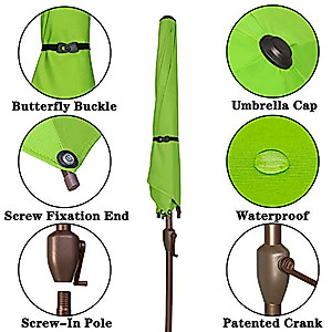 Ogrmar 7.5 FT Patio Umbrella Outdoor Table Umbrella with Push Button Tilt and Crankfor Terrace, Backyard, Garden, Courtyard, Swimming Pool, Lawn (Pear Green)