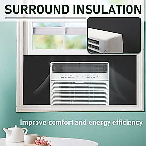 Flehomo Window AC Side Panel, Full Surround Insulation Window Air Conditioner Foam Panels, Insulated Side Panels Kit for Window AC Units for Winter and Summer, Black